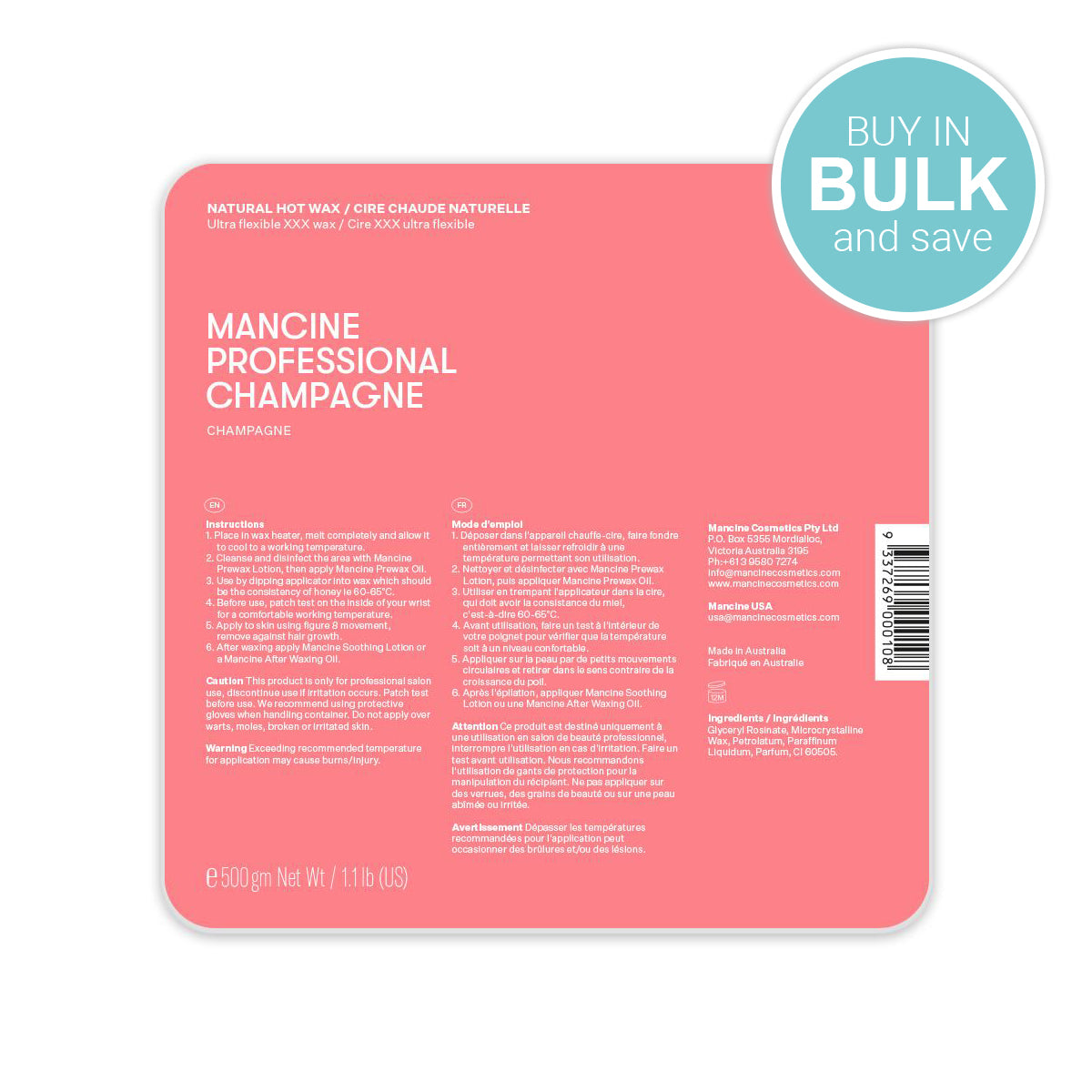 Mancine Hot Wax (Champagne) - 500g – About Face Online